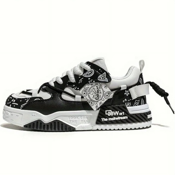 Shoes Culture | Shoes | Random Letter Design Flat Board Sneakers Shoes ...